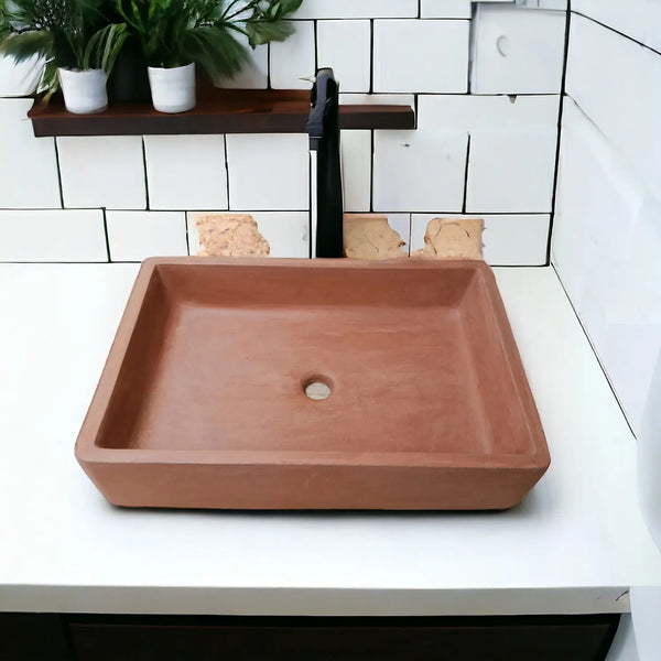 Terracotta Large Concrete Sink 60.5x41cm - Kitchen/Bathroom Basin ...