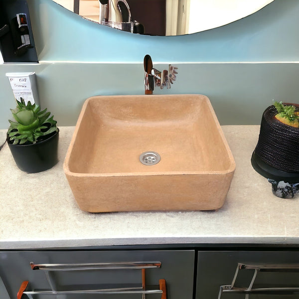 Burnt Orange 36 x 36 x 12cm Concrete Countertop Basin - Handmade in RS ...